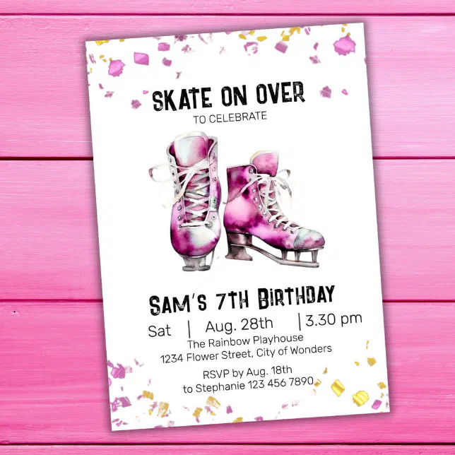 Ice Skating Birthday Invitation, Ice-Skating Party Invitation | Zazzle