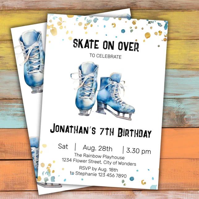 Ice Skating Birthday Invitation, Ice-Skating Party Invitation | Zazzle
