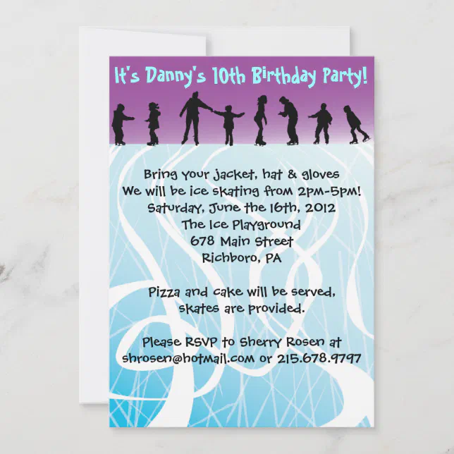 ICE SKATING birthday Party Invitation | Zazzle