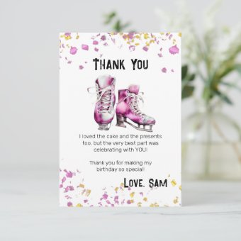 Ice Skating Birthday Party - Winter Birthday Thank You Card | Zazzle