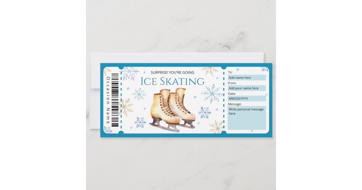 Ice Skating Gift Certificate Ticket Invitation | Zazzle
