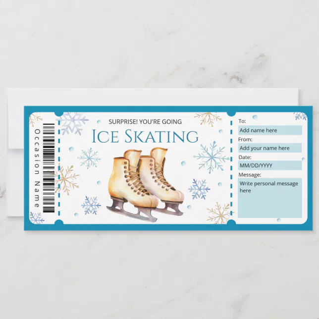 Ice Skating Gift Certificate Ticket Invitation | Zazzle