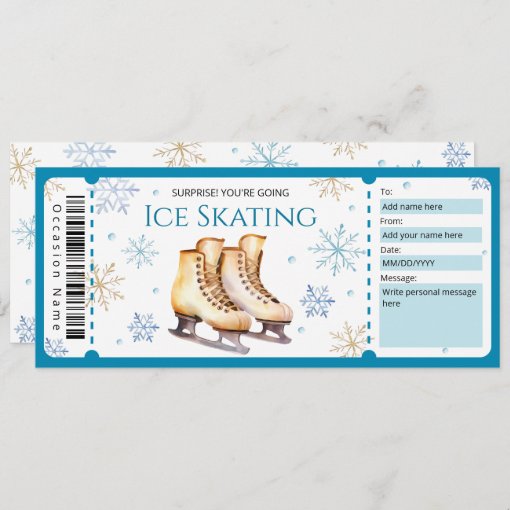 Ice Skating Gift Certificate Ticket Invitation | Zazzle