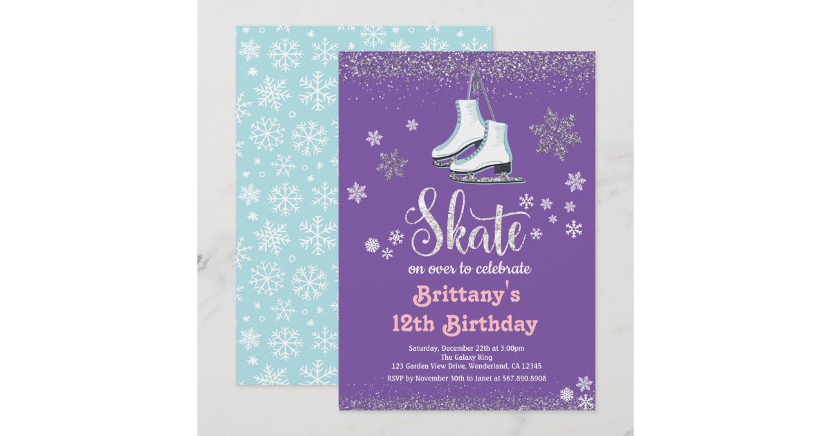 Ice Skating Girl Birthday Party Invitation | Zazzle