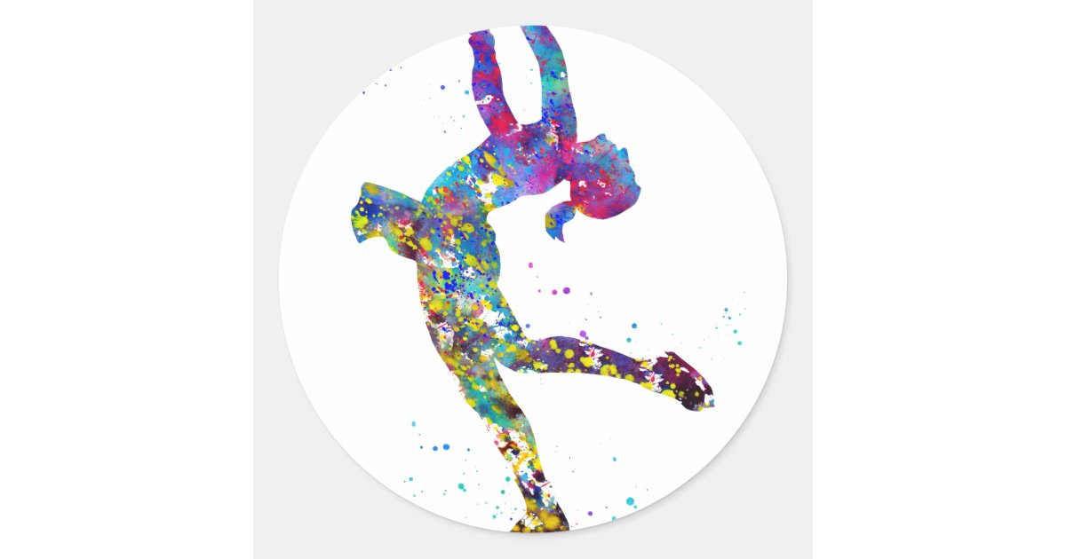 Ice Skating Girl Classic Round Sticker | Zazzle