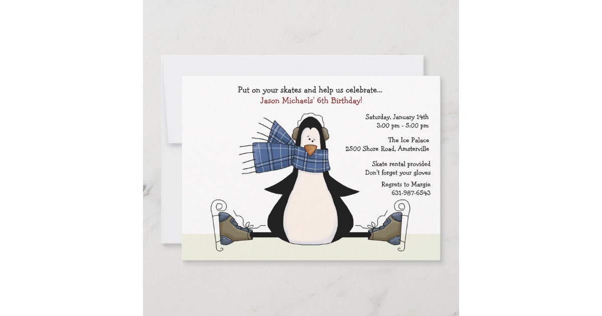 Ice Skating Party Blue Invitation | Zazzle