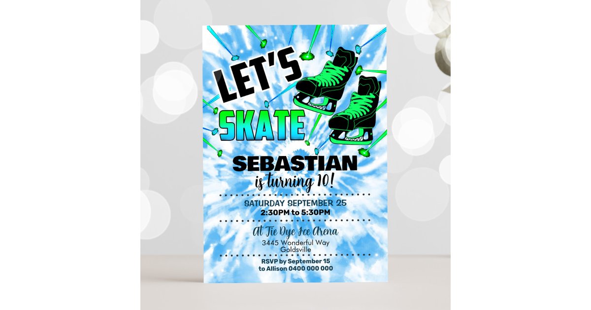 Ice Skating Party Invitation Boy Ice Skate Invite | Zazzle