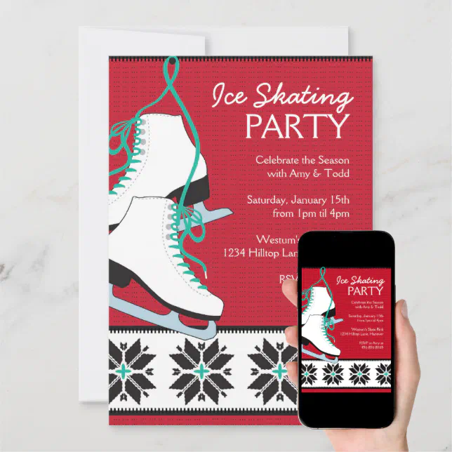 Ice Skating Party Invitations | Zazzle
