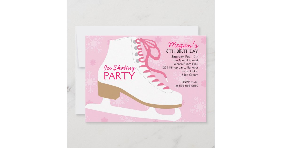 Ice Skating Party Invitations - Pink | Zazzle