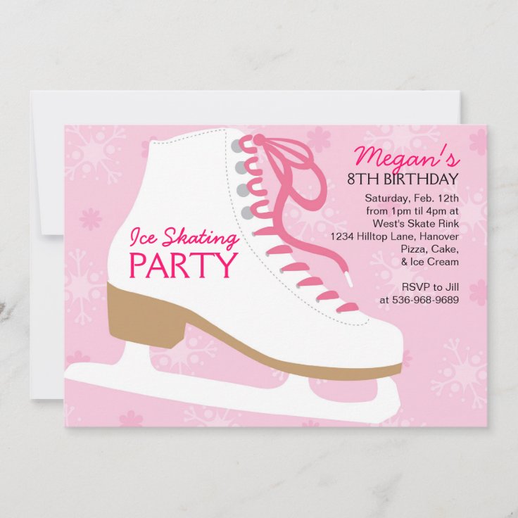 Ice Skating Party Invitations - Pink | Zazzle