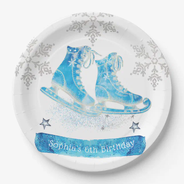 Ice Skating Personalized Birthday Paper Plates | Zazzle