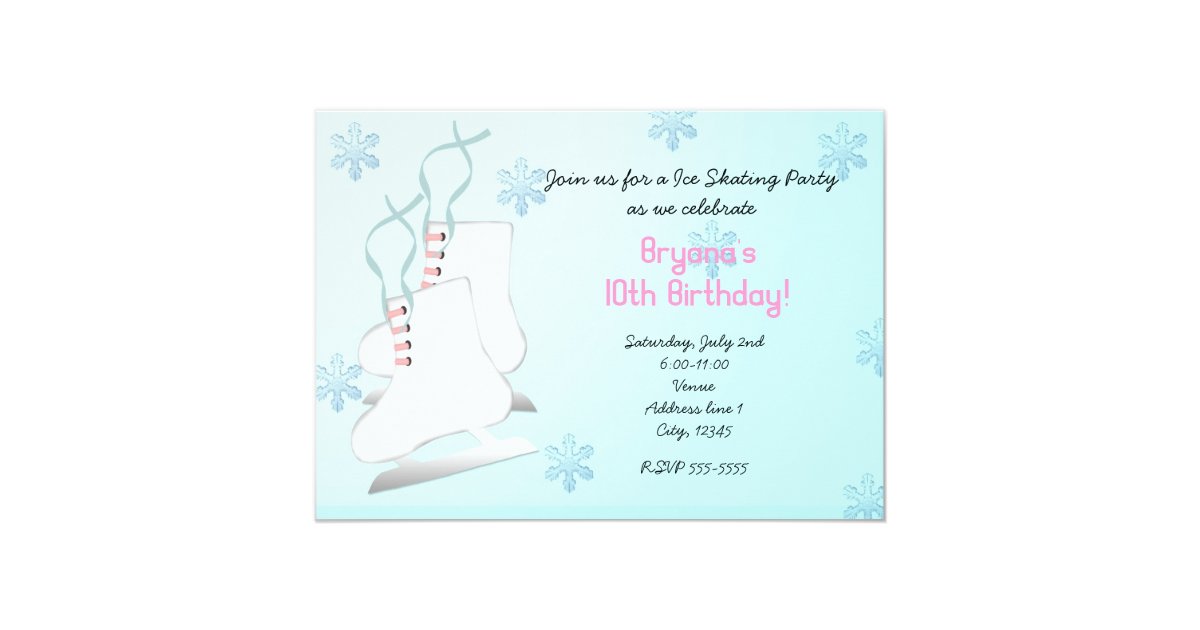 Ice Skating Skate Birthday Party Invitation | Zazzle.com