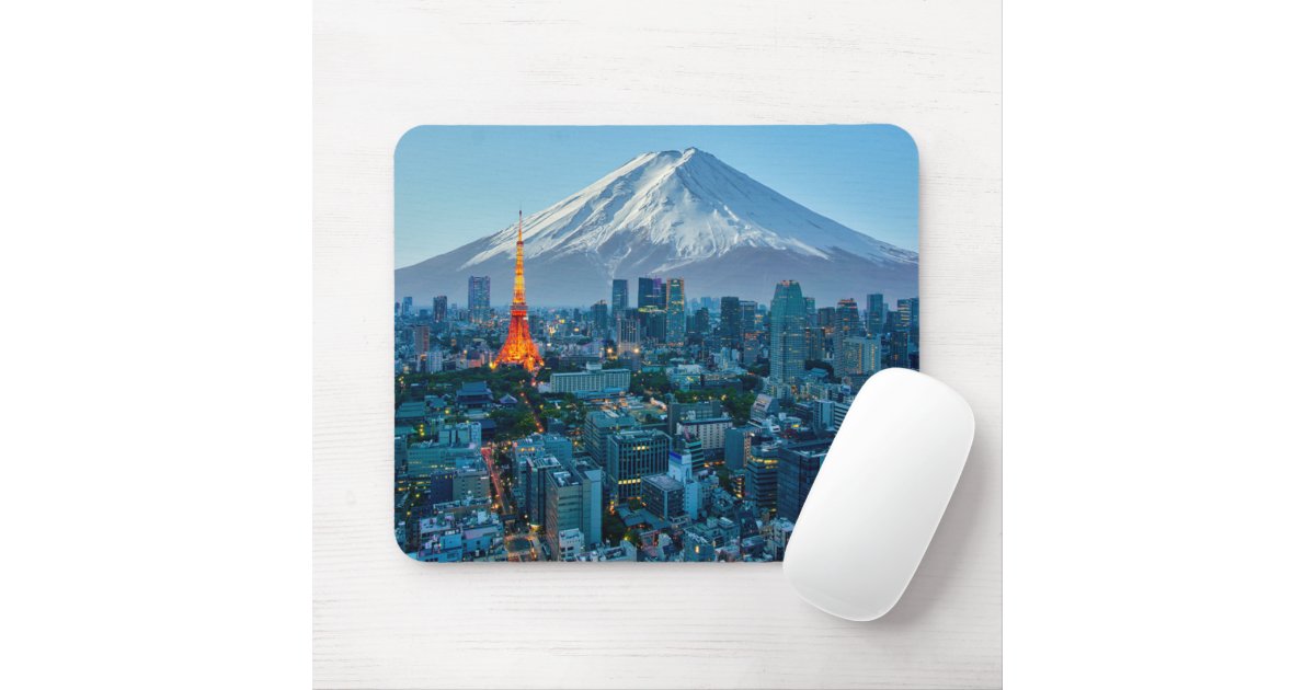 Ice & Snow | Mt. Fuji & Tokyo Skyline Mouse Pad | Zazzle