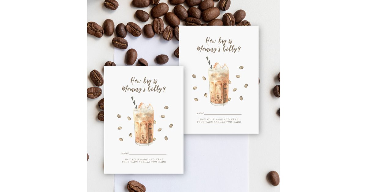 Iced Coffee Baby shower How big is mommy's belly Enclosure Card | Zazzle