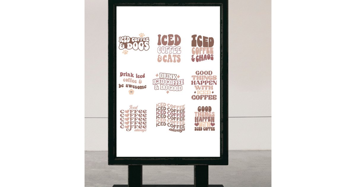 Iced Coffee Stickers pack retro groovy | Zazzle