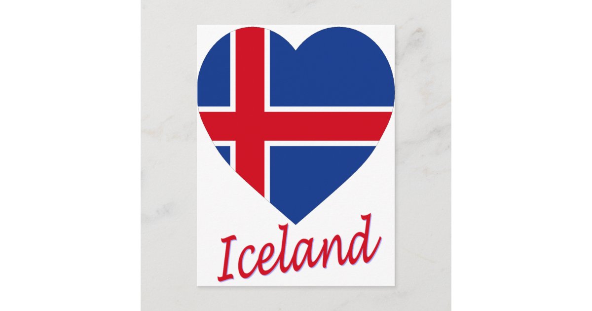 Iceland Flag Heart Postcard | Zazzle
