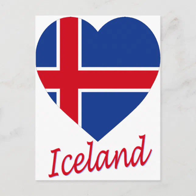 Iceland Flag Heart Postcard | Zazzle
