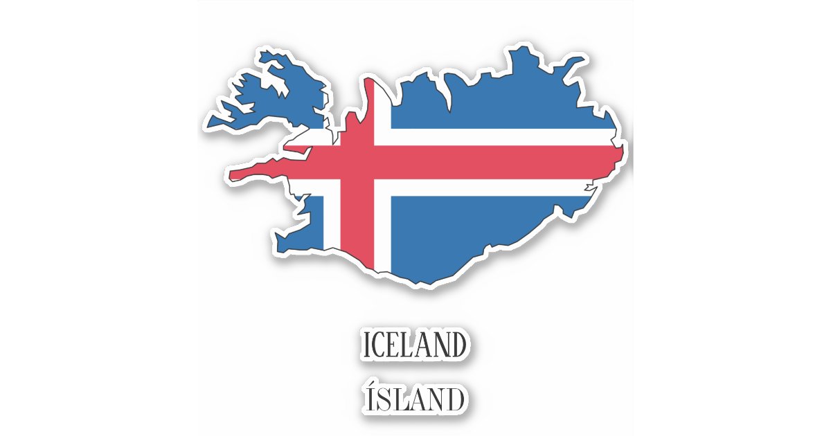 Iceland Flag Map Sticker | Zazzle