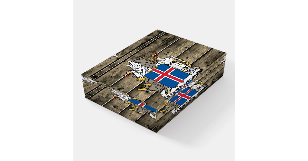Iceland & Icelandic Coat of Arms, flag / patriotic Paperweight | Zazzle