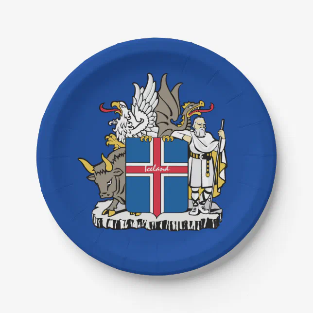 Iceland & Icelandic flag, emblem, party /sports Paper Plates | Zazzle