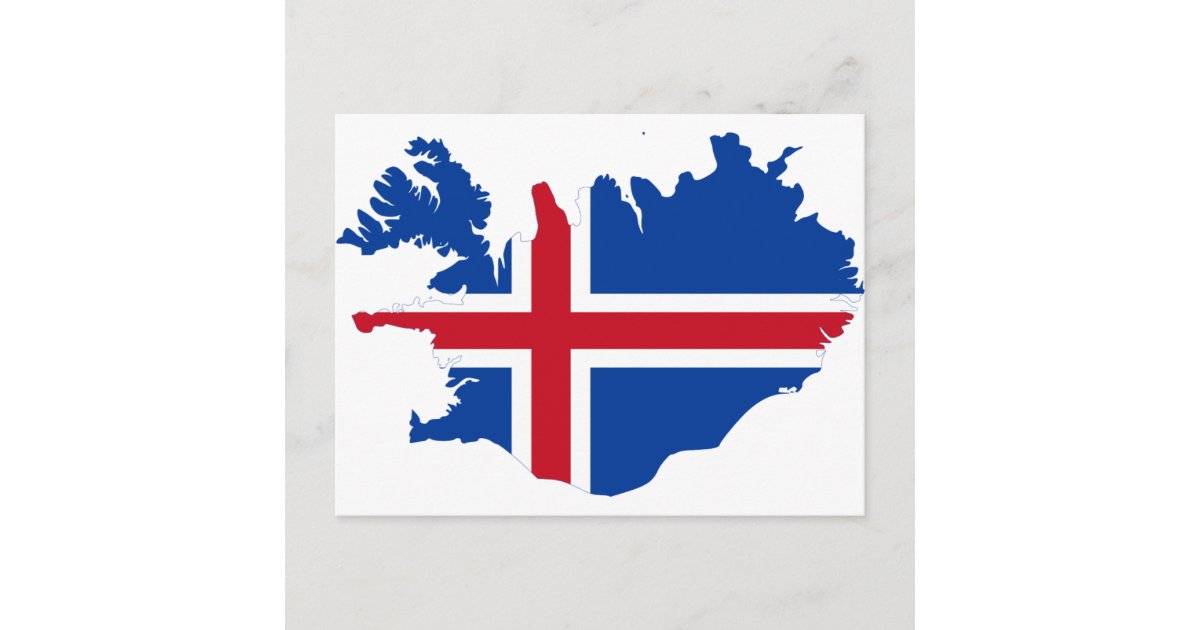 Iceland IS Ísland Flag map Postcard | Zazzle
