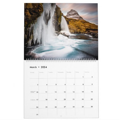 Iceland: Ís og Vatn (Ice and water) Calendar | Zazzle