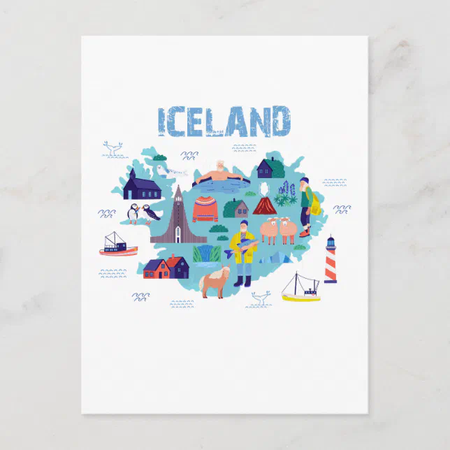 Iceland map postcard | Zazzle