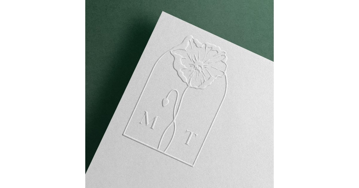 Iceland Poppy Flowers Arch Crest Monogram Embosser | Zazzle