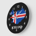 Iceland Silhouette, flag, Large Clock | Zazzle