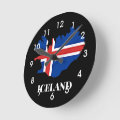 Iceland Silhouette, flag, Round Clock | Zazzle