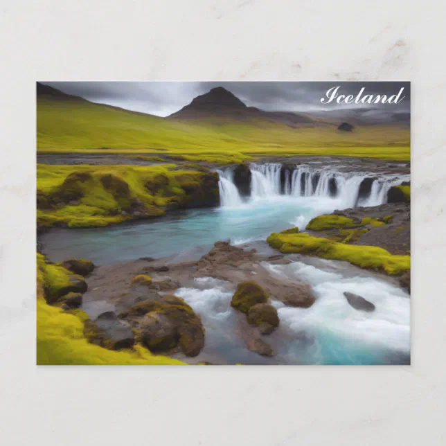 Iceland Waterfall Travel Photo Postcard | Zazzle