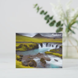 Iceland Waterfall Travel Photo Postcard | Zazzle