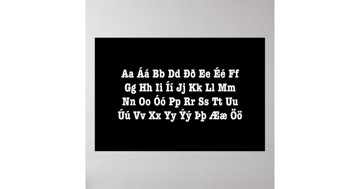 Icelandic Alphabet [Íslenska Stafrófið] Poster | Zazzle