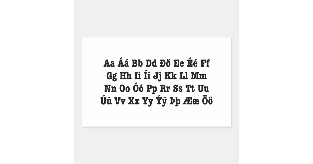 Icelandic Alphabet [Íslenska Stafrófið] Rectangular Sticker | Zazzle