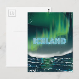 Icelandic Northern Lights Travel Art Postcard | Zazzle