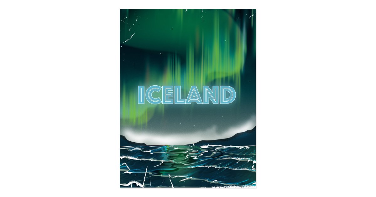 Icelandic Northern Lights Travel Art Postcard | Zazzle.com