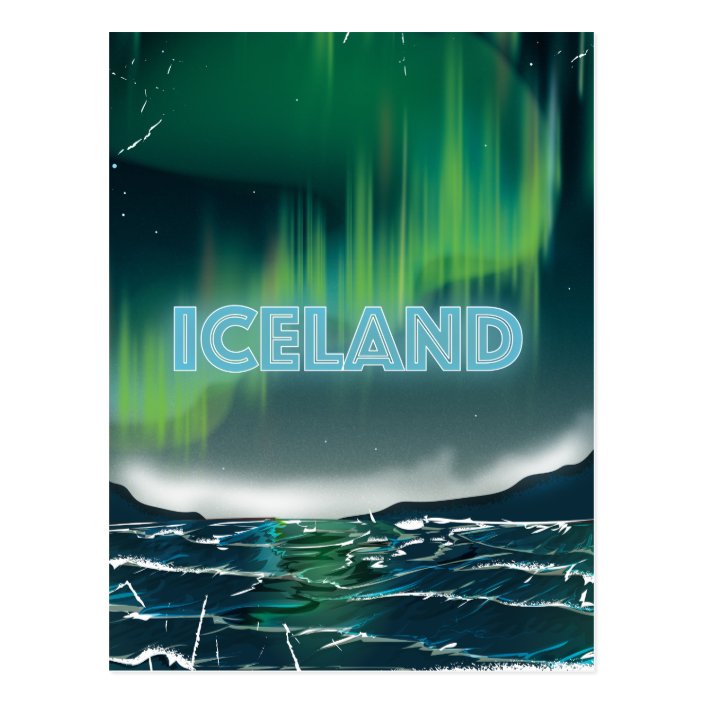 Icelandic Northern Lights Travel Art Postcard | Zazzle.com