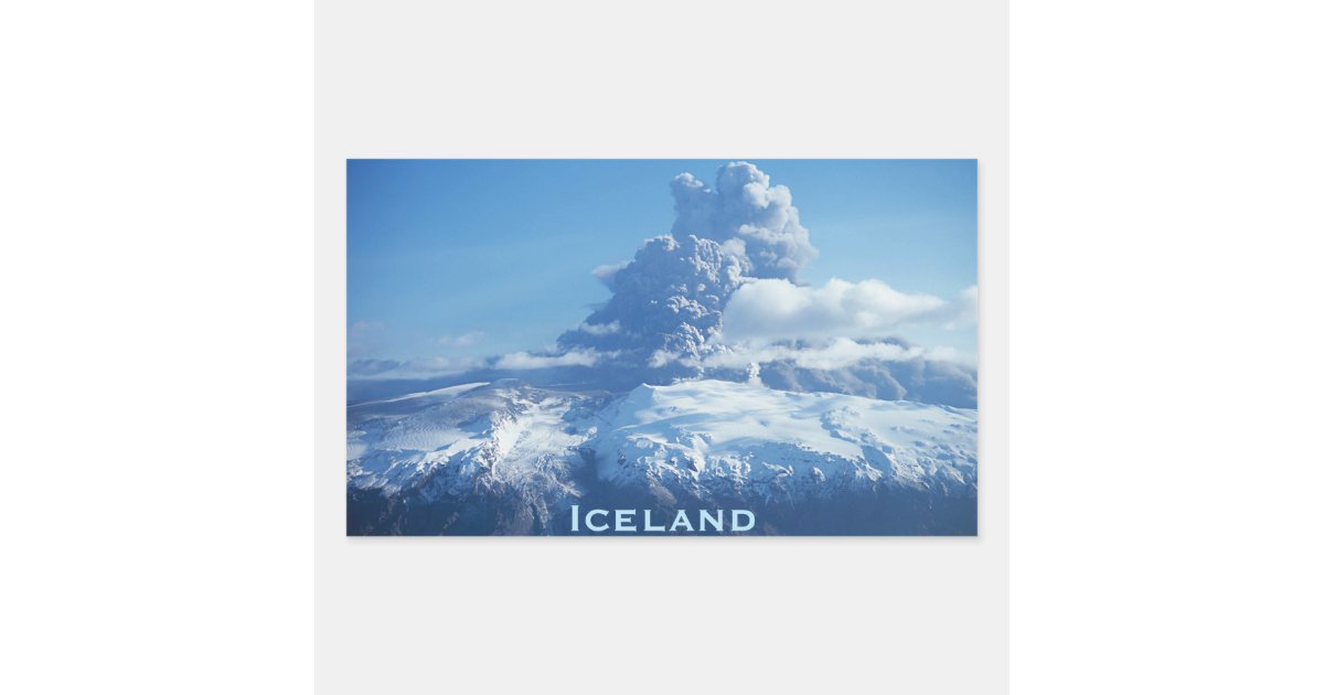 Icelandic Volcano Eruption Rectangular Sticker | Zazzle