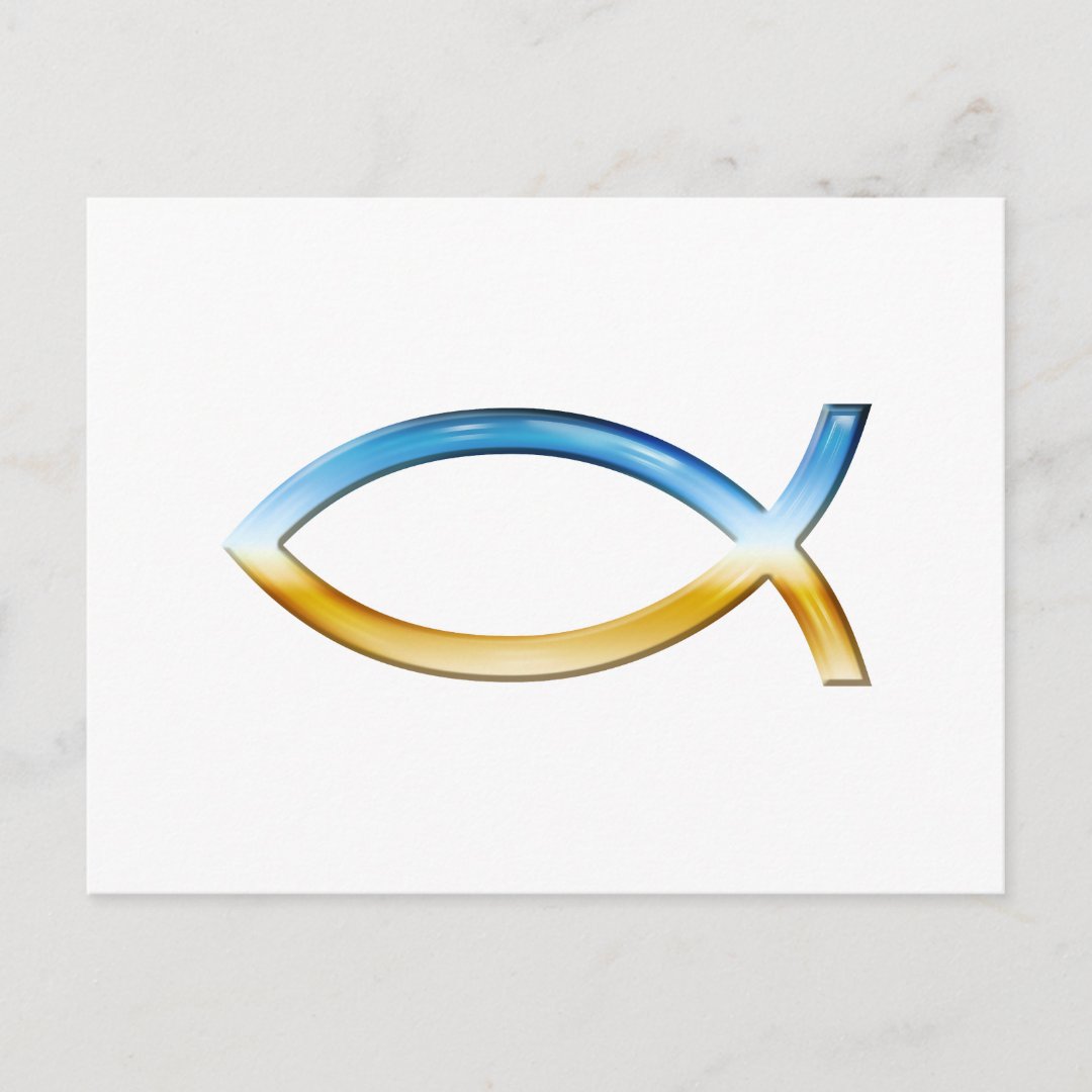 Ichthus - Christian Fish Symbol Sky & Ground Postcard | Zazzle