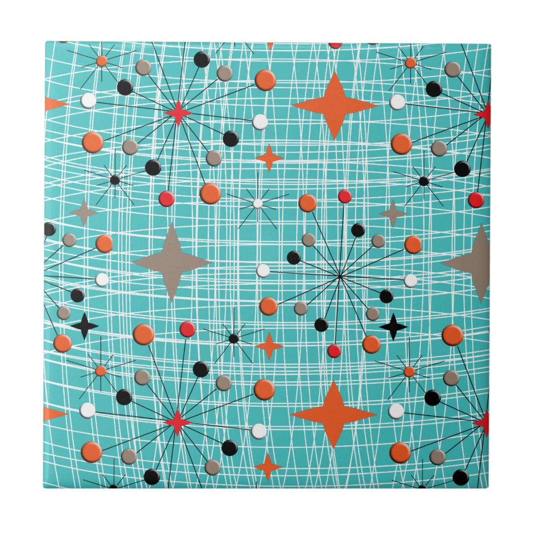 Iconic 1950's Atomic Starburst Retro Design Ceramic Tile | Zazzle