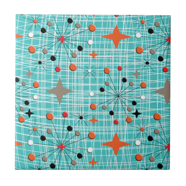 Iconic 1950's Atomic Starburst Retro Design Ceramic Tile | Zazzle
