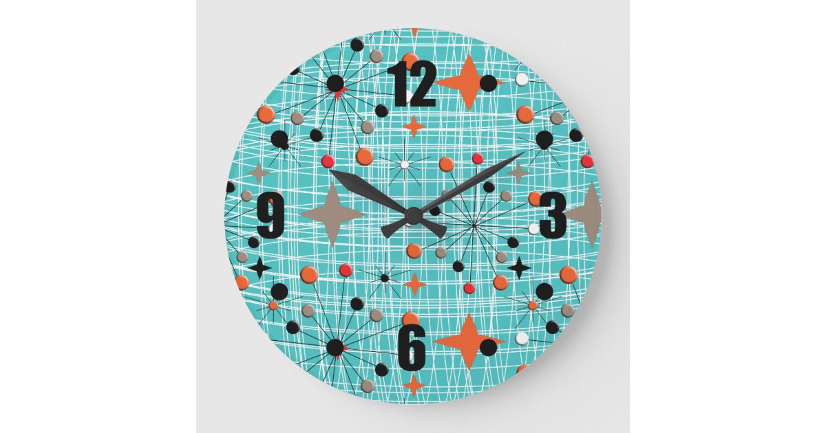 Iconic 1950's Atomic Starburst Retro Design Large Clock | Zazzle