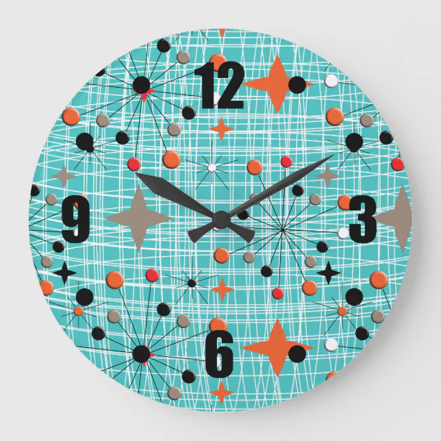 Iconic 1950's Atomic Starburst Retro Design Large Clock | Zazzle