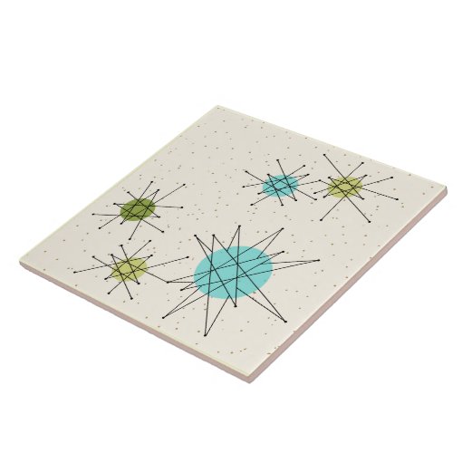Iconic Atomic Starbursts Large Ceramic Tile | Zazzle