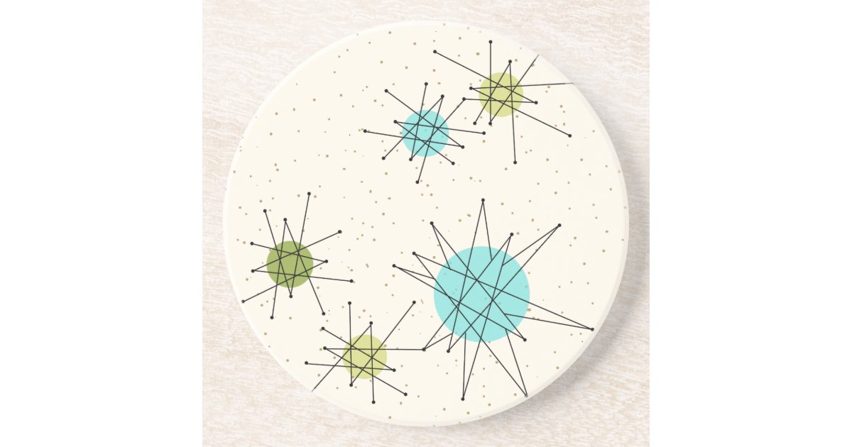 Iconic Atomic Starbursts Sandstone Coaster | Zazzle
