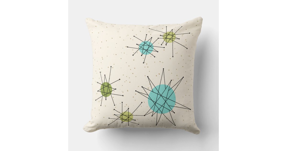 Iconic Atomic Starbursts Throw Pillow | Zazzle