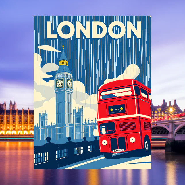 Iconic London UK Red Double Decker Bus Travel Postcard | Zazzle