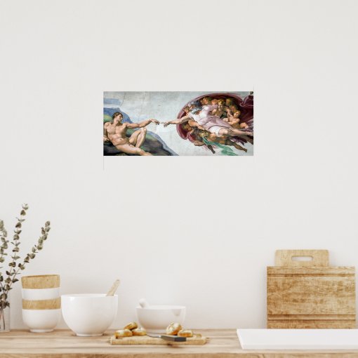 Iconic Michelangelo Creation of Adam Poster | Zazzle