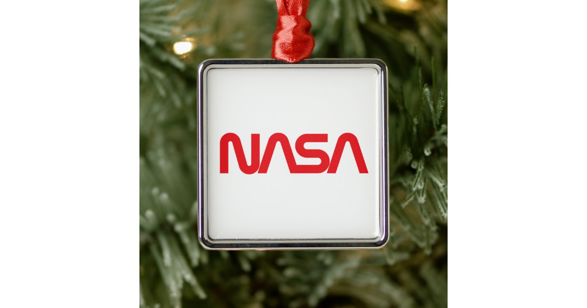 Iconic NASA Circa Square Ornament (Rocket White) | Zazzle