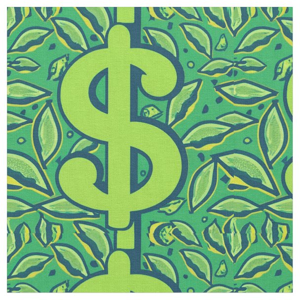 Dollar money sign pattern fabric | Zazzle